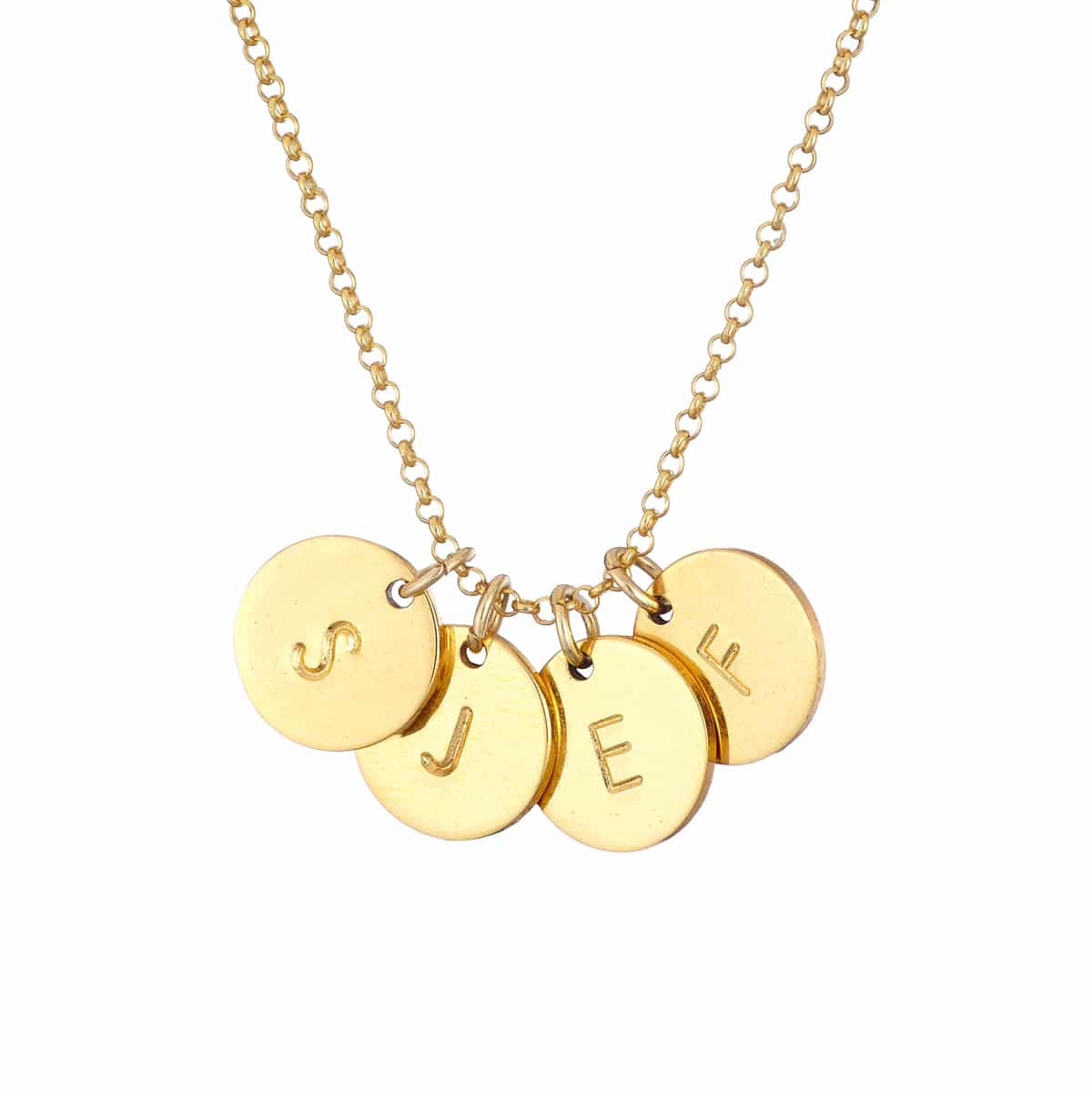 Gold Vermeil Initial Disc Necklace - 4 Discs - Make it with Words
