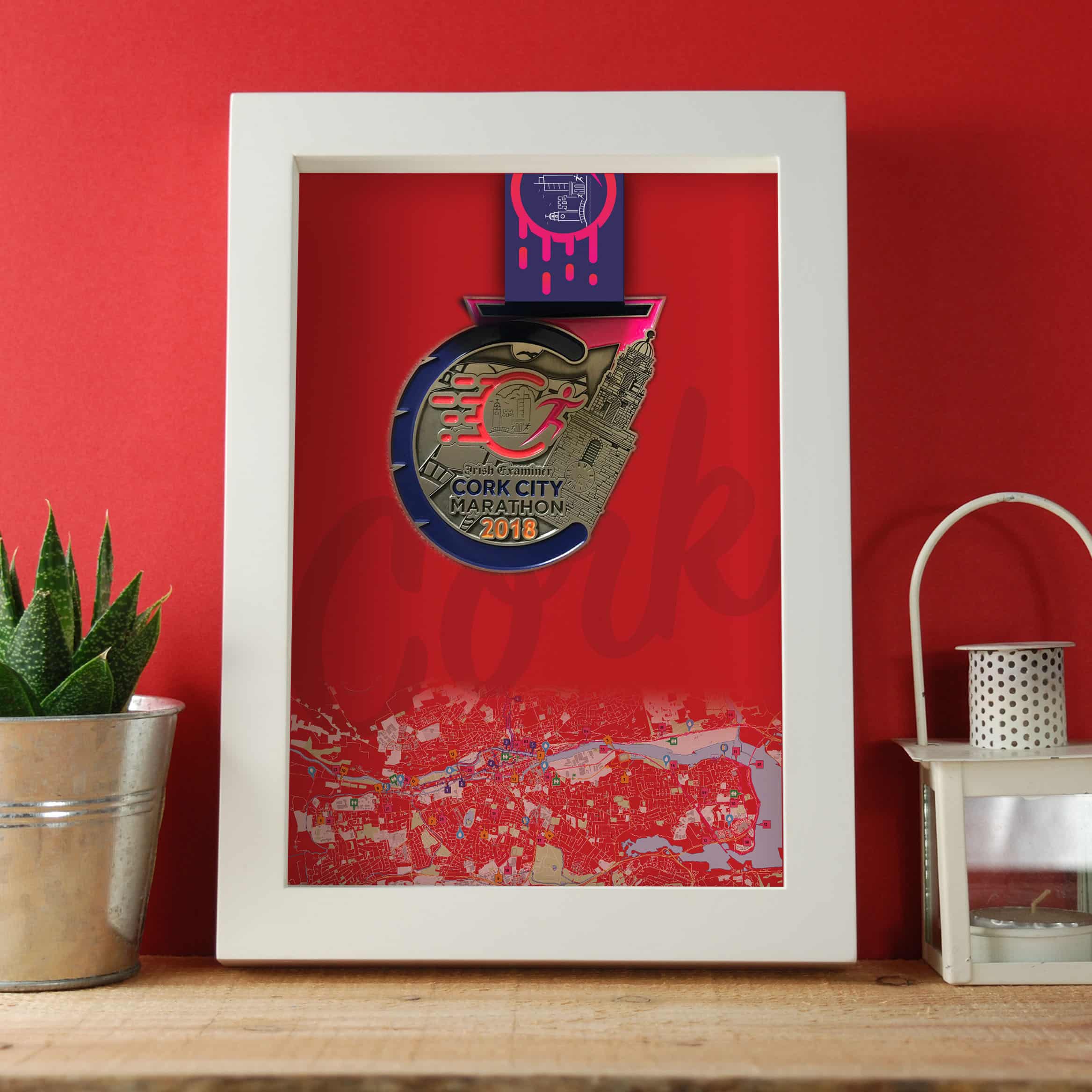 Cork Marathon Personalised Medal frame with Route Map - Make it with Words