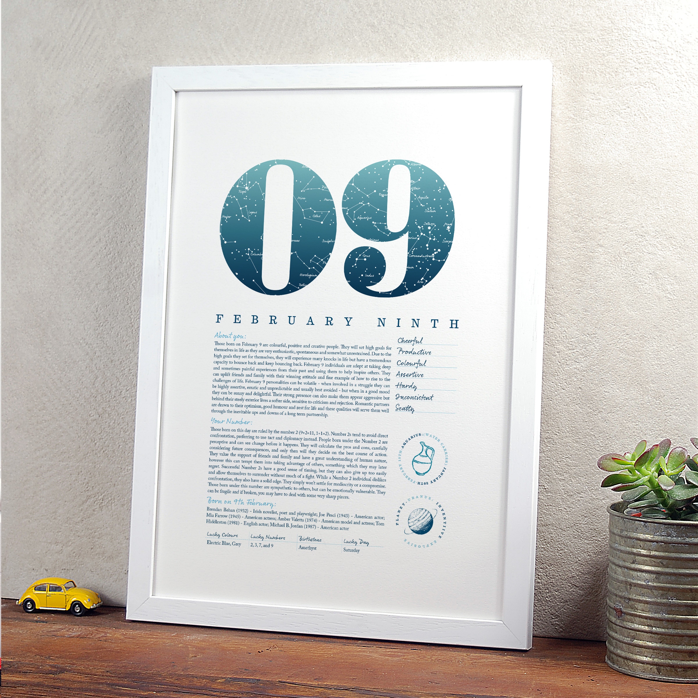 February 9th Birthday Print - Make it with Words