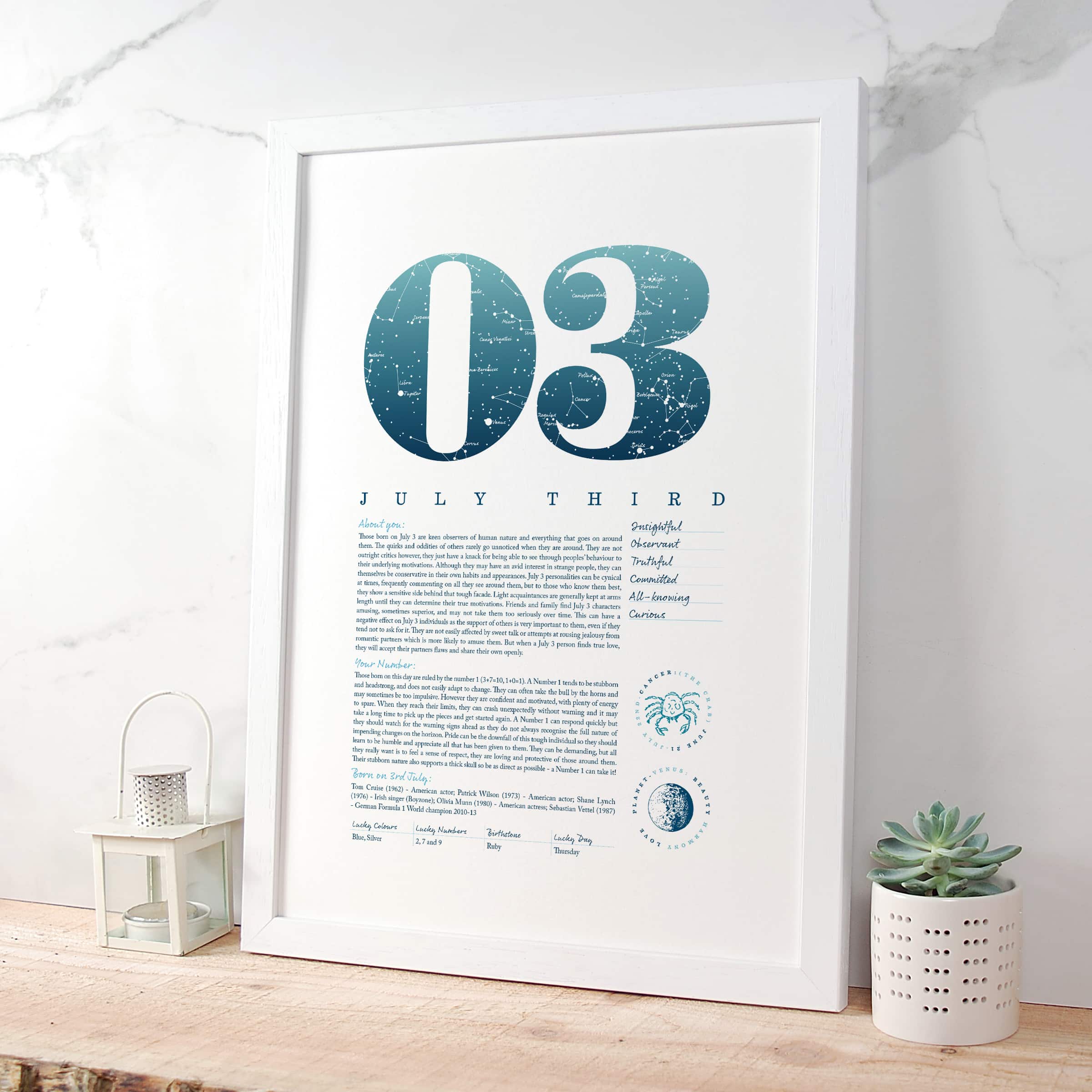 July 3rd Birthday Print - Make it with Words