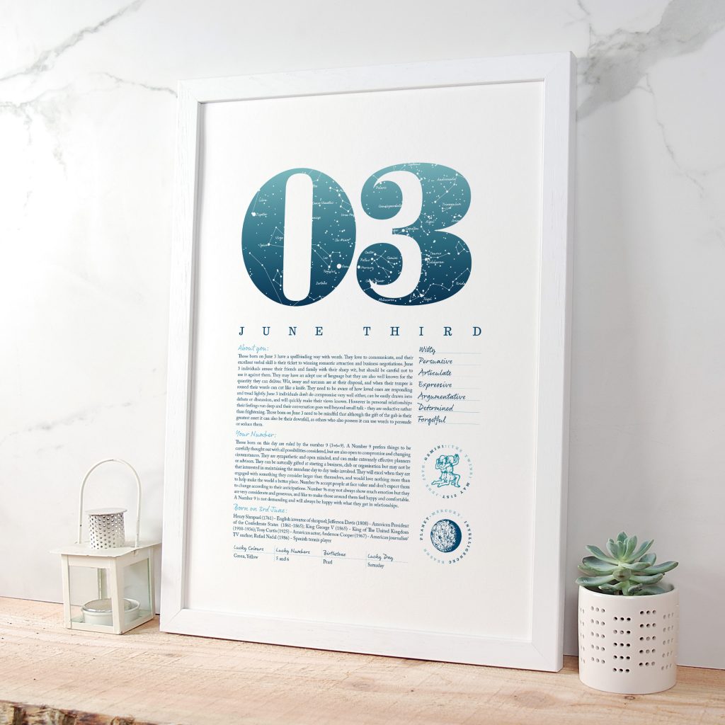 June 3rd Birthday Print - Make it with Words