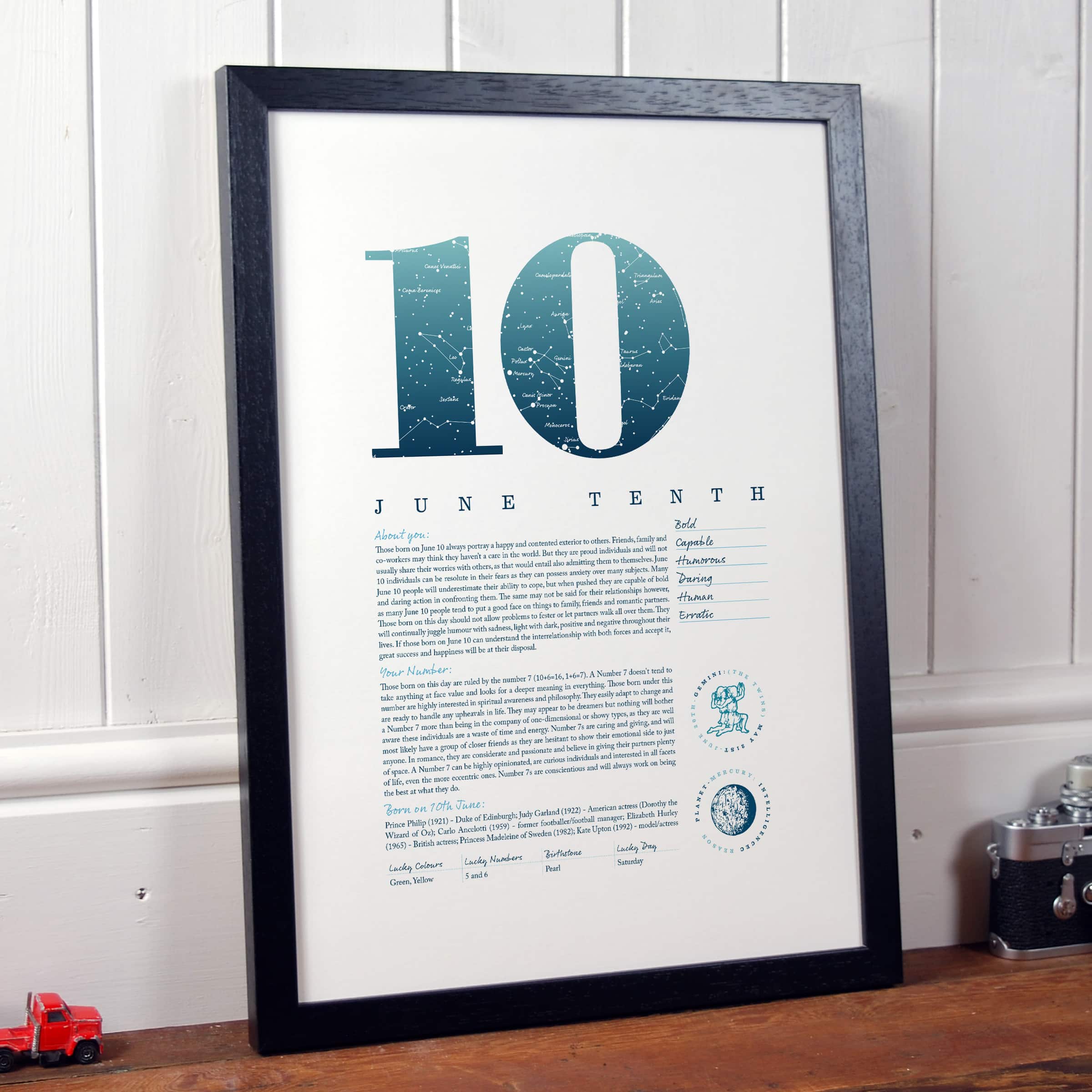 June 10th Birthday Print - Make it with Words