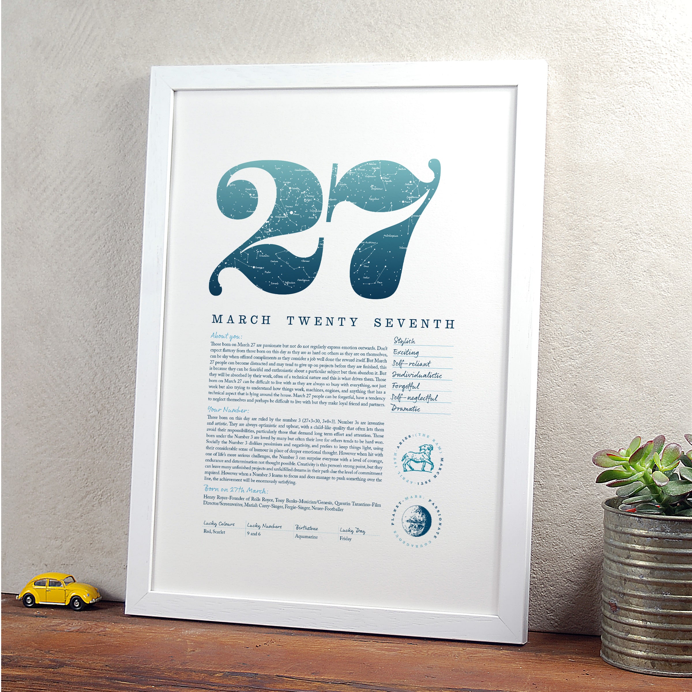 March 27th Birthday Print - Make it with Words